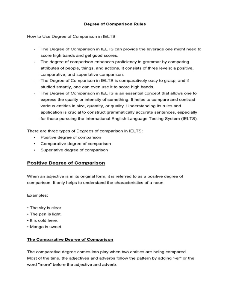 Degree of Comparison Rules | PDF | Career & Growth | Language Arts ...