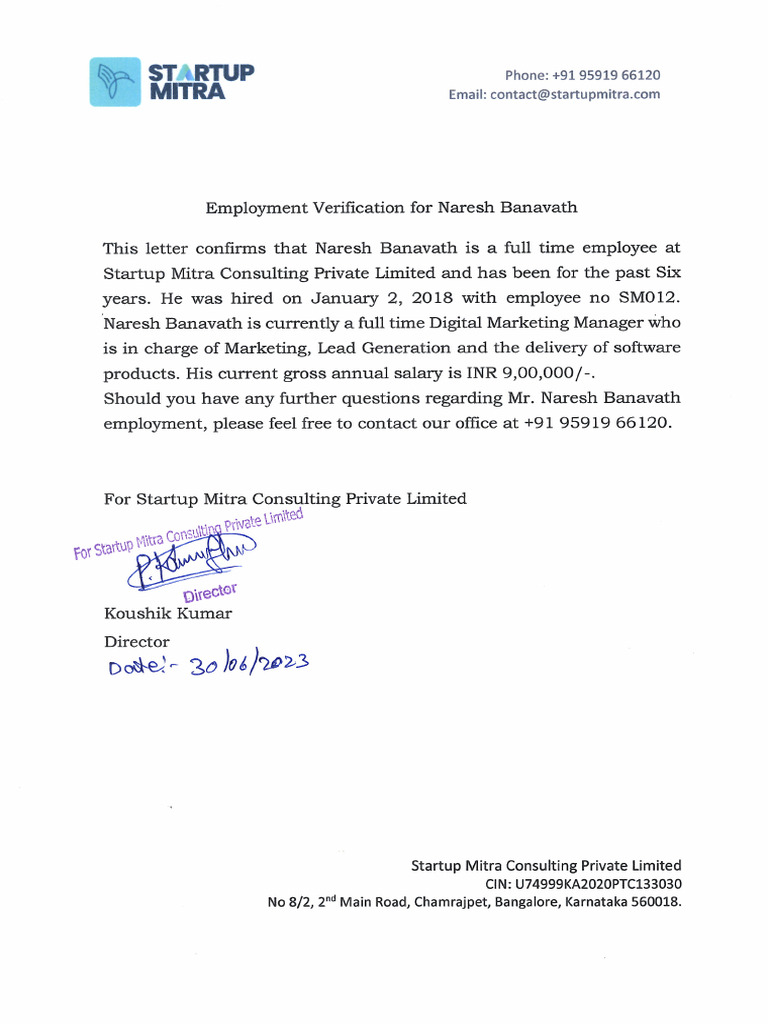 SM12 Naveen Employement letter (2) | PDF