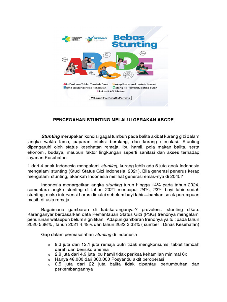 Pencegahan Stunting Melalui Gerakan Abcde 1 | PDF
