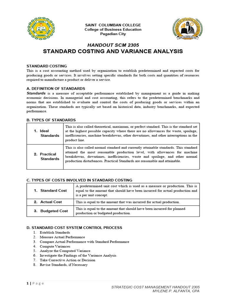Handout SCM 2305 | PDF | Labour Economics | Cost Accounting