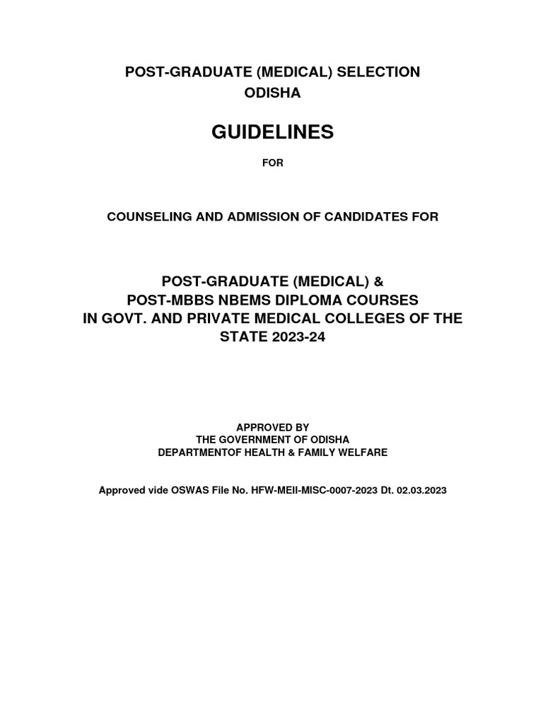 Guidelines PG Medical 2023 Final | PDF