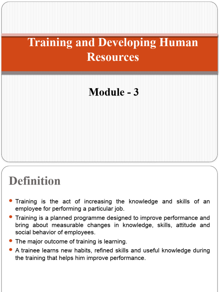 Module-3 - Training and Developing Human Resources | PDF | Performance Appraisal | Behavioural ...