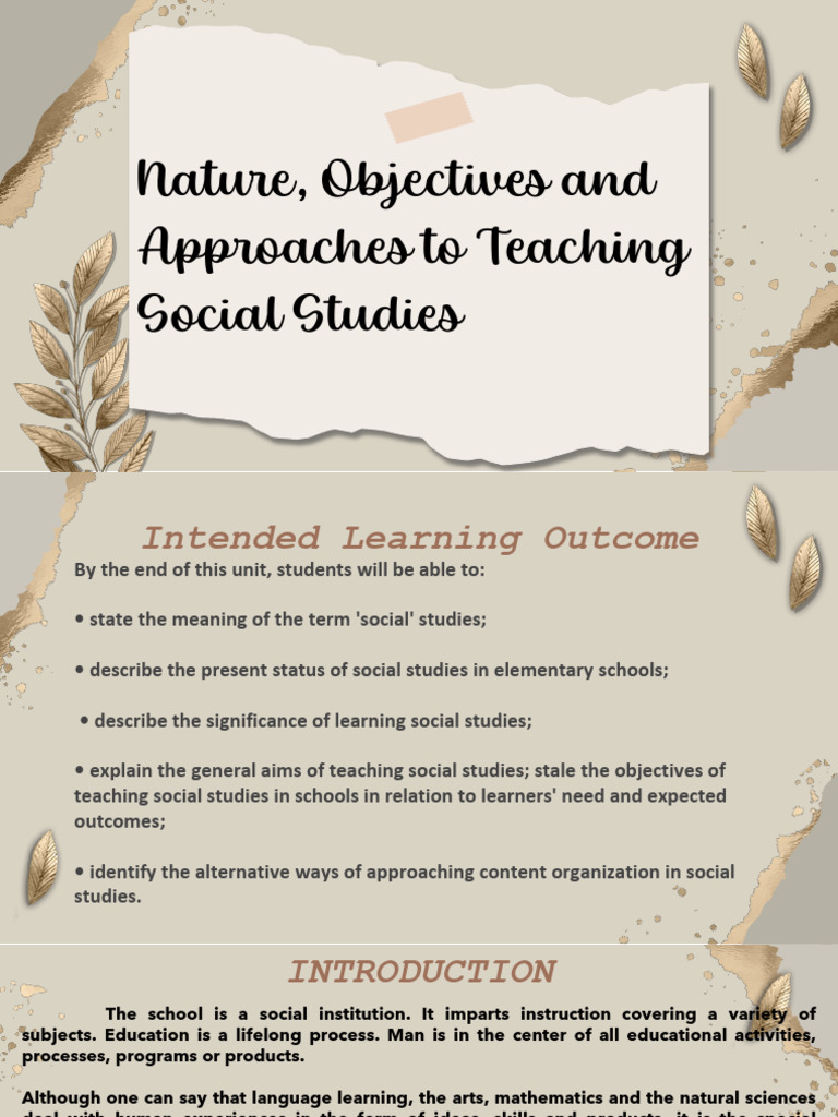 1ST Nature Goals and Objectives of SS | PDF | Social Sciences | Learning