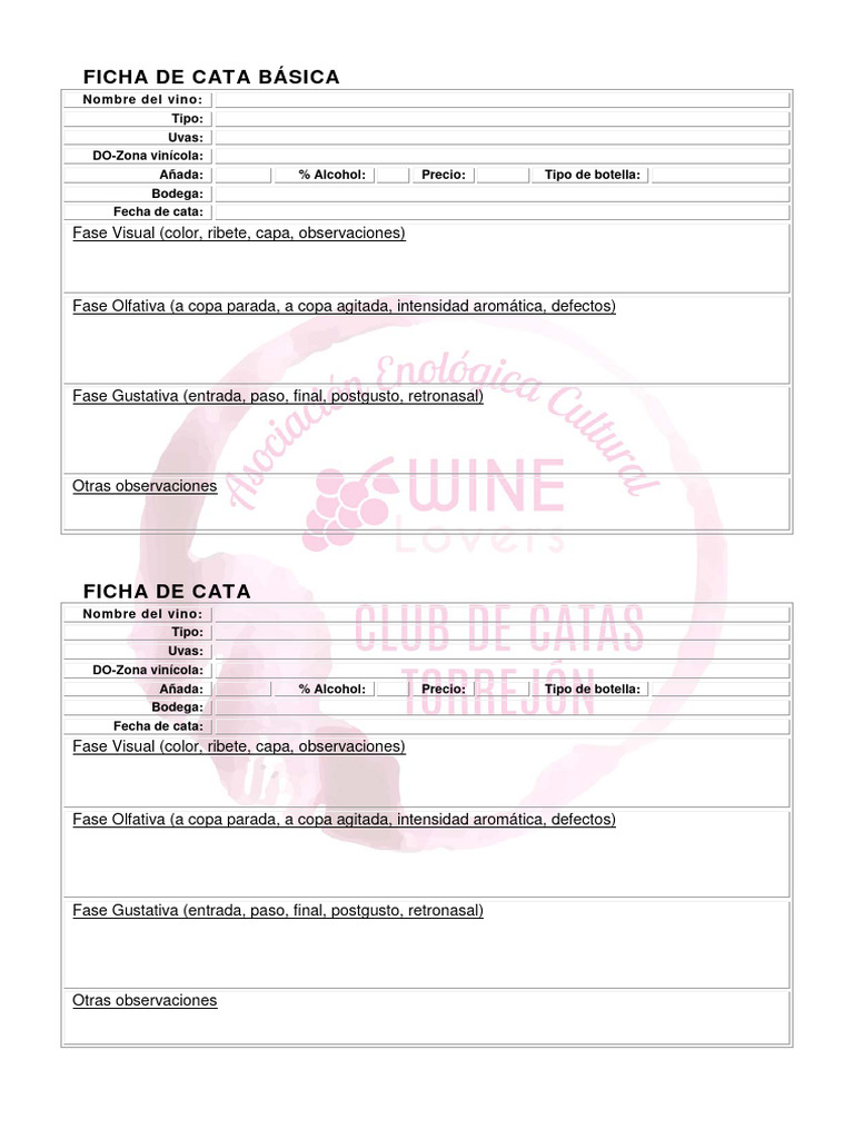 Ficha de Cata Basica | PDF