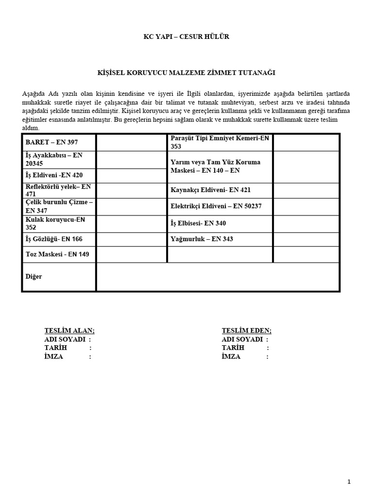 Kkd Zi̇mmet Formu | PDF