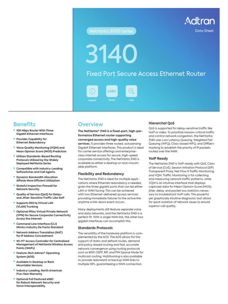 Netvanta 3140 | PDF | Quality Of Service | Computer Network