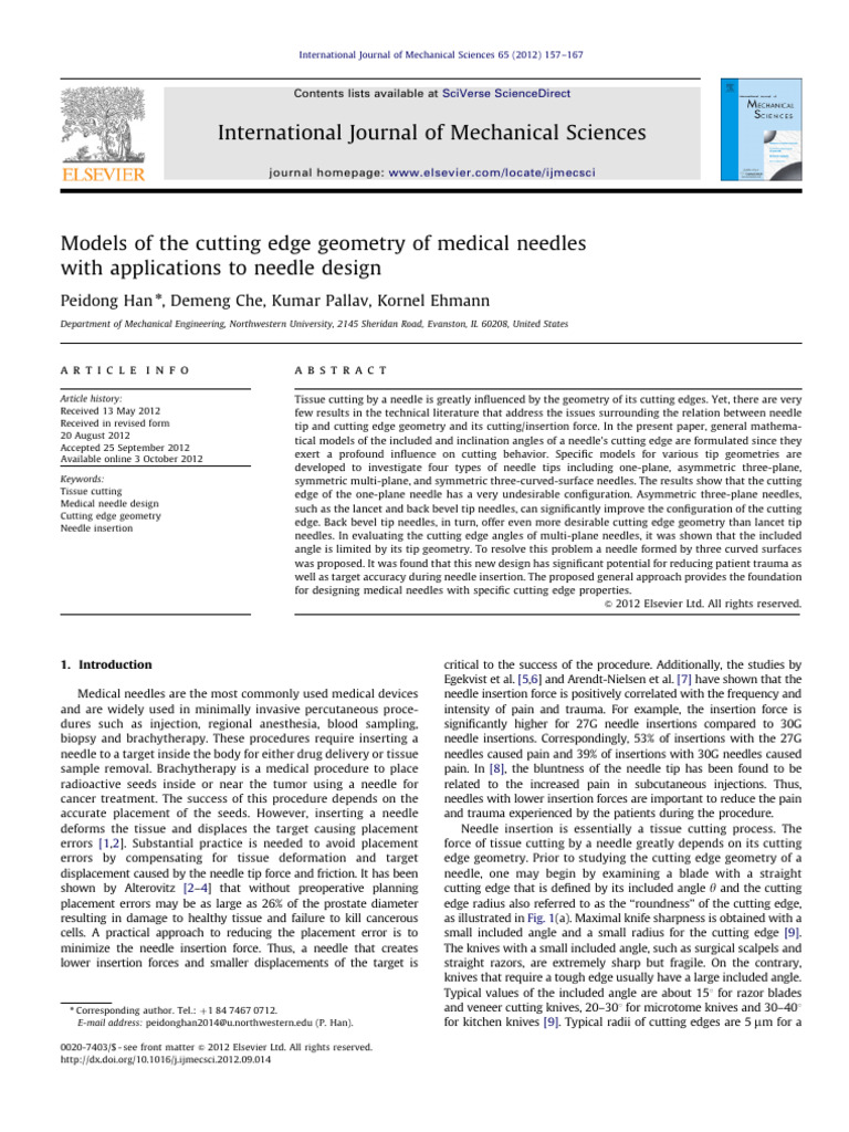 Optimizing Needle Cutting Geometry | PDF | Knife | Angle