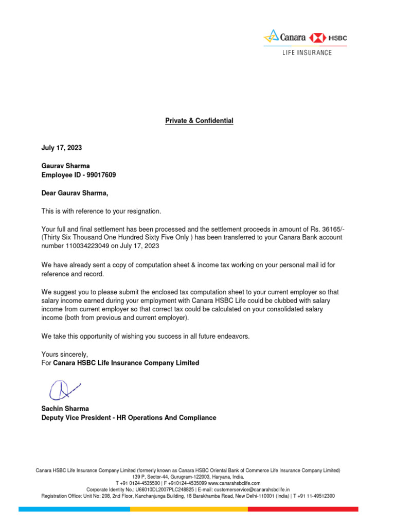 Relieving Let609-Gaurav Sharma | PDF | Hsbc | Government