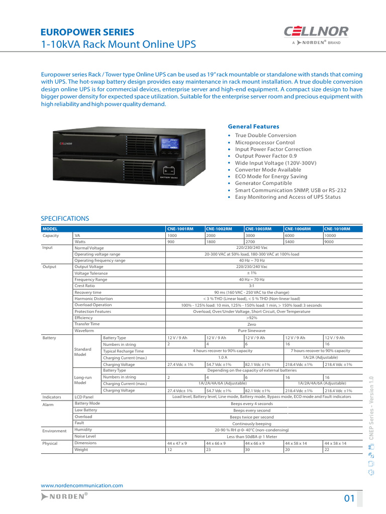 1-10kVA Rackmount Online UPS - Euroseries5f7408920068e | PDF | Alternating Current | Computer ...
