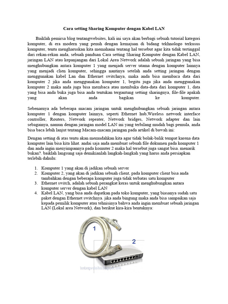 Cara Setting Sharing LAN di Komputer | PDF