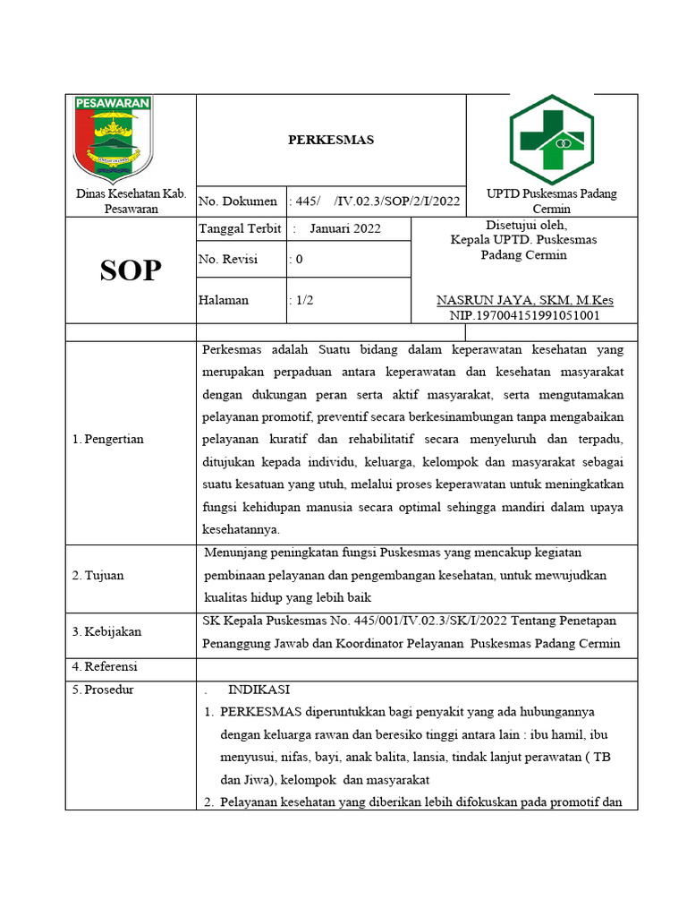 Sop Perkesmas | PDF