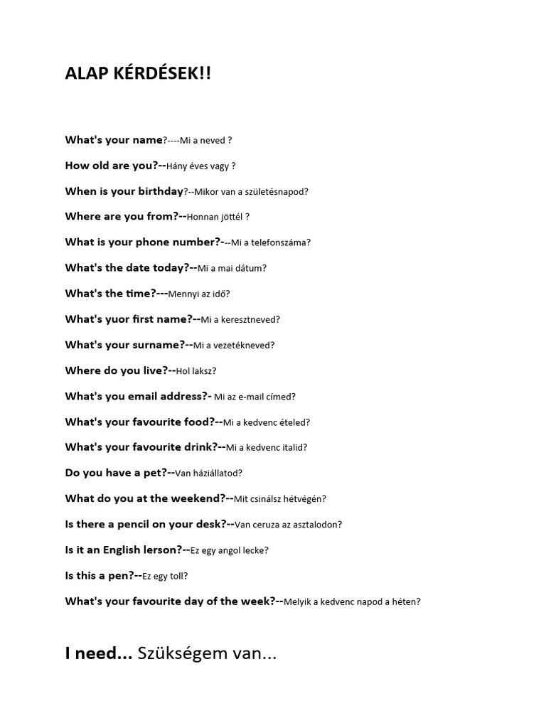 Alap Kérdések | PDF