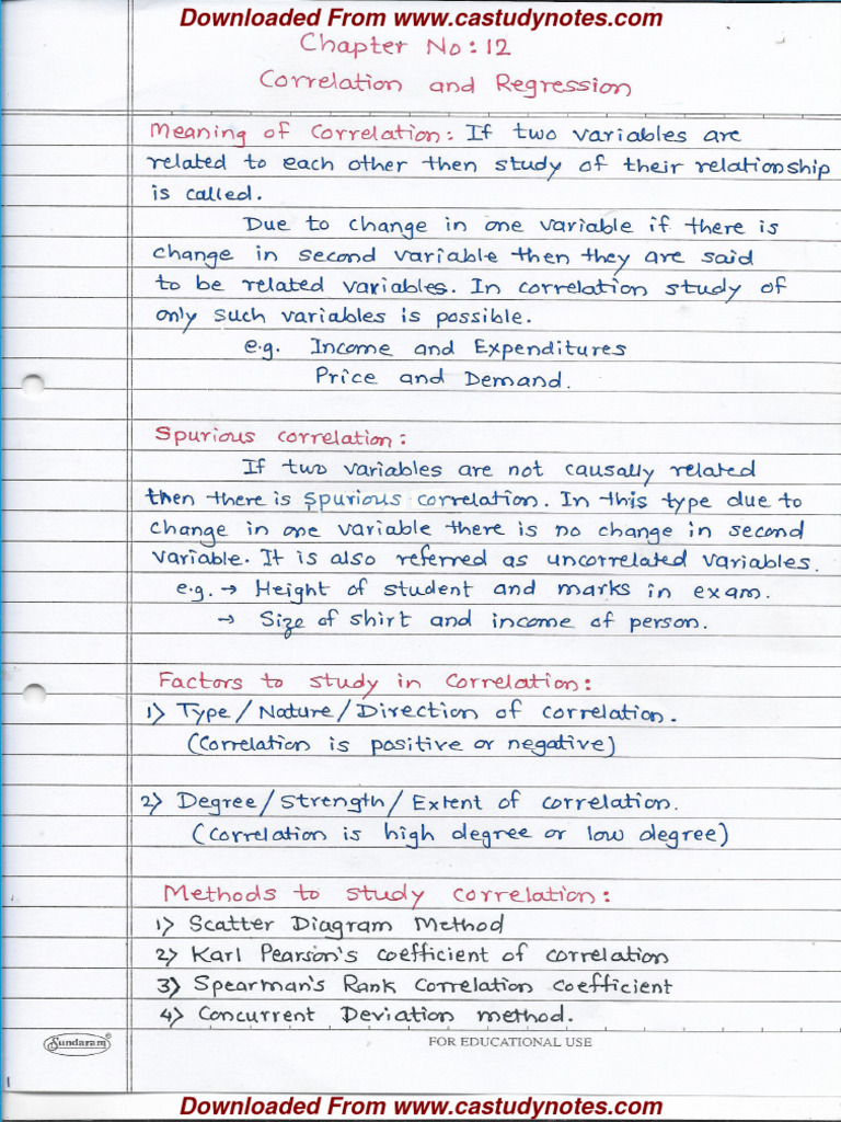 1.correlation Full Handwritten Notess 1 | PDF