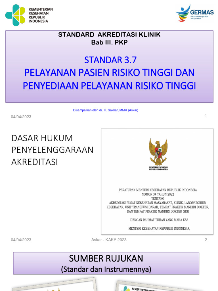 Standar Akreditasi Klinik - Bab 3 Standar 7 Risti Dan Layanan Risti-2 | PDF