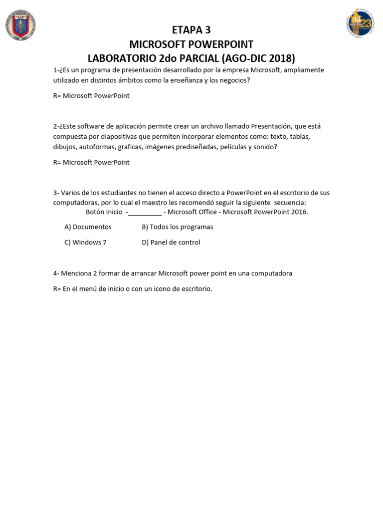 Laboratorio Segundo Parcial | PDF | Microsoft PowerPoint | Informática