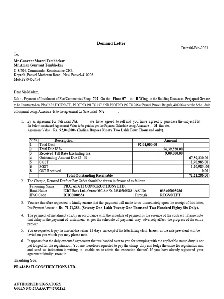 Demand Letter | Download Free PDF | Taxes | Public Finance