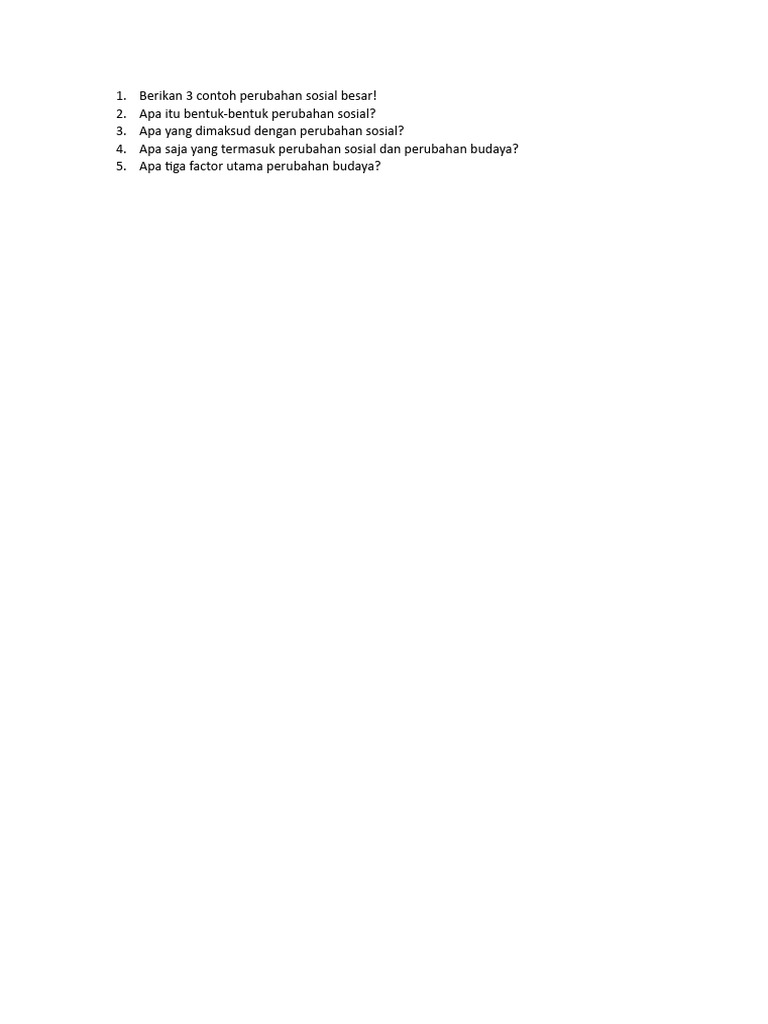 Berikan 3 Contoh Perubahan Sosial Besar | PDF