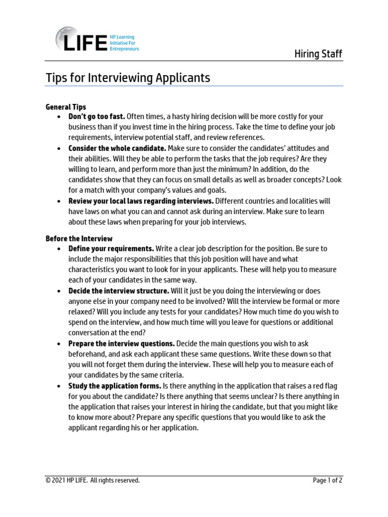 Interview Tips | PDF | Job Interview | Behavioural Sciences