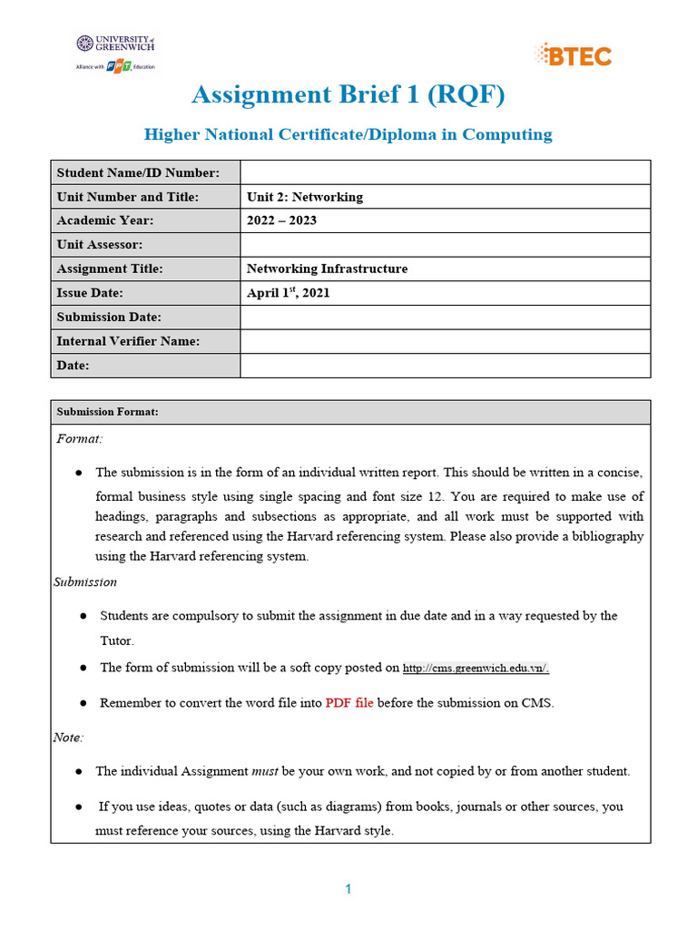 1619 - Assignment 1 - Brief | PDF | Computer Network | Network Topology
