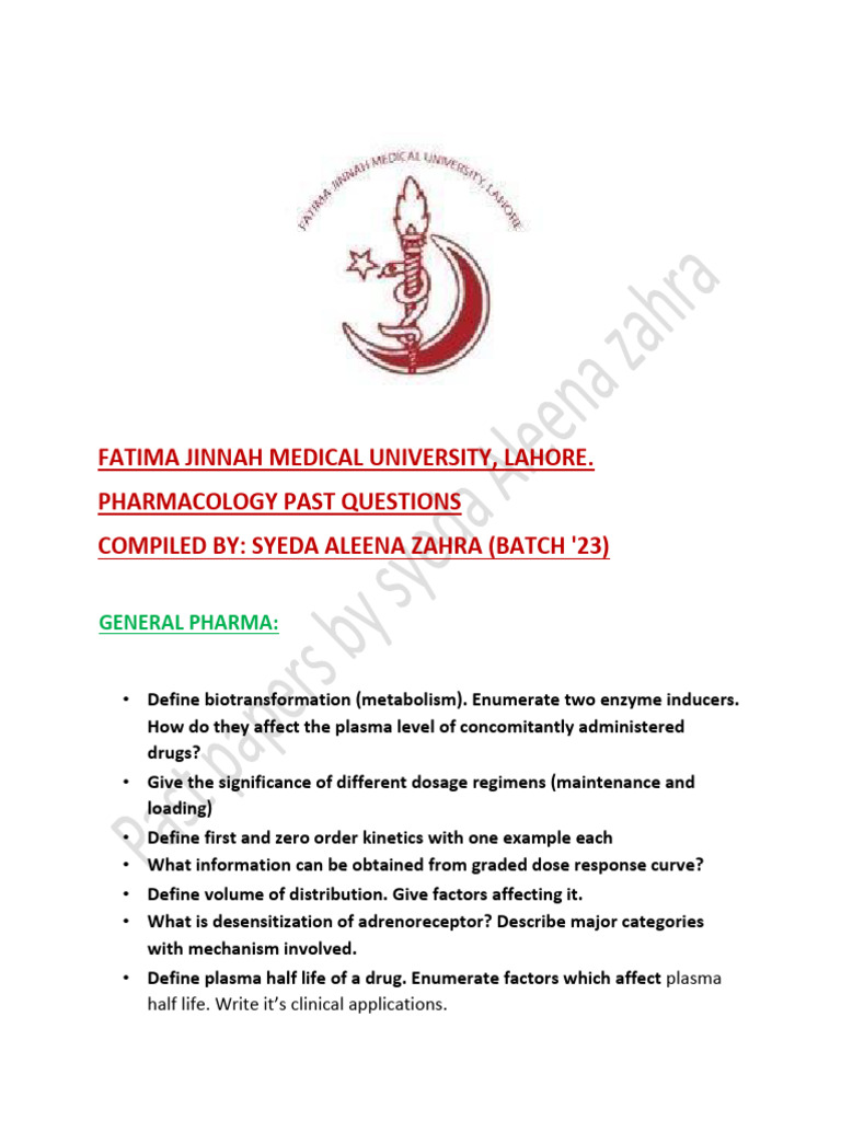 Pharma Past Paper | PDF | Aspirin | Heart Failure