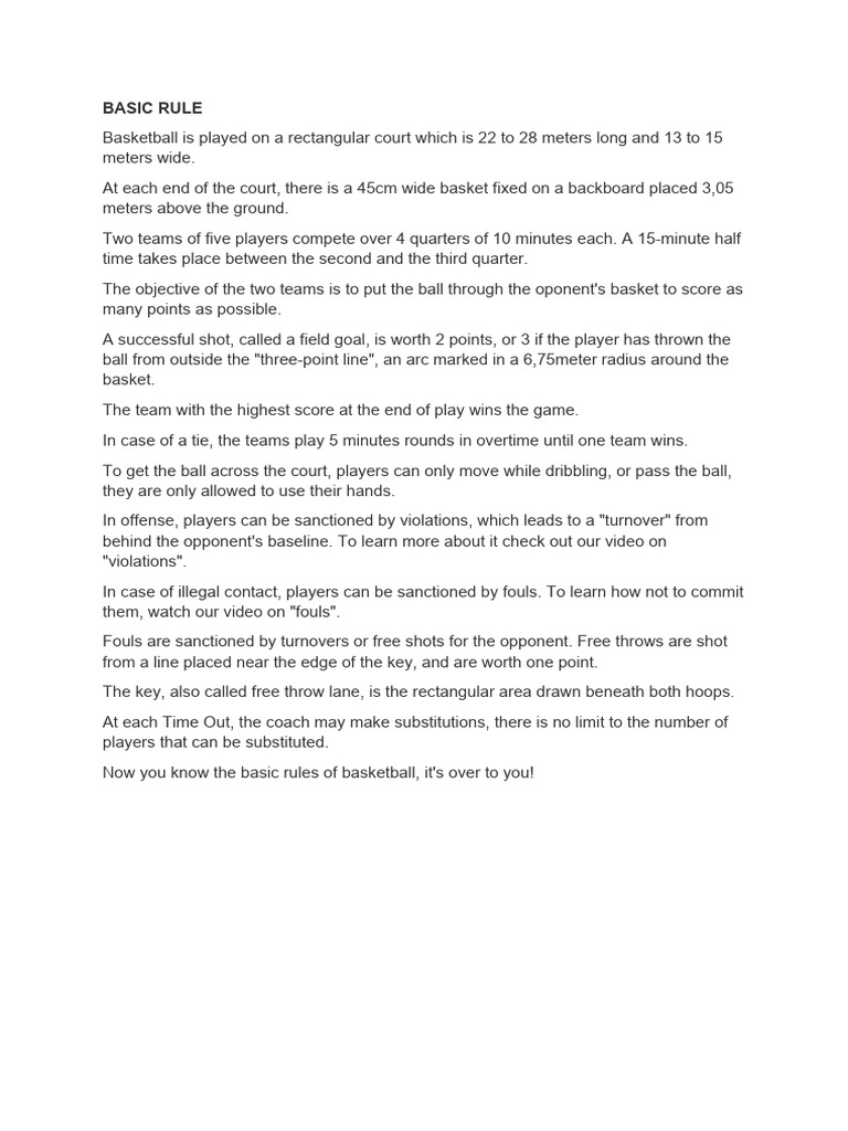 Basic Rule | PDF | Rules | Athletic Sports