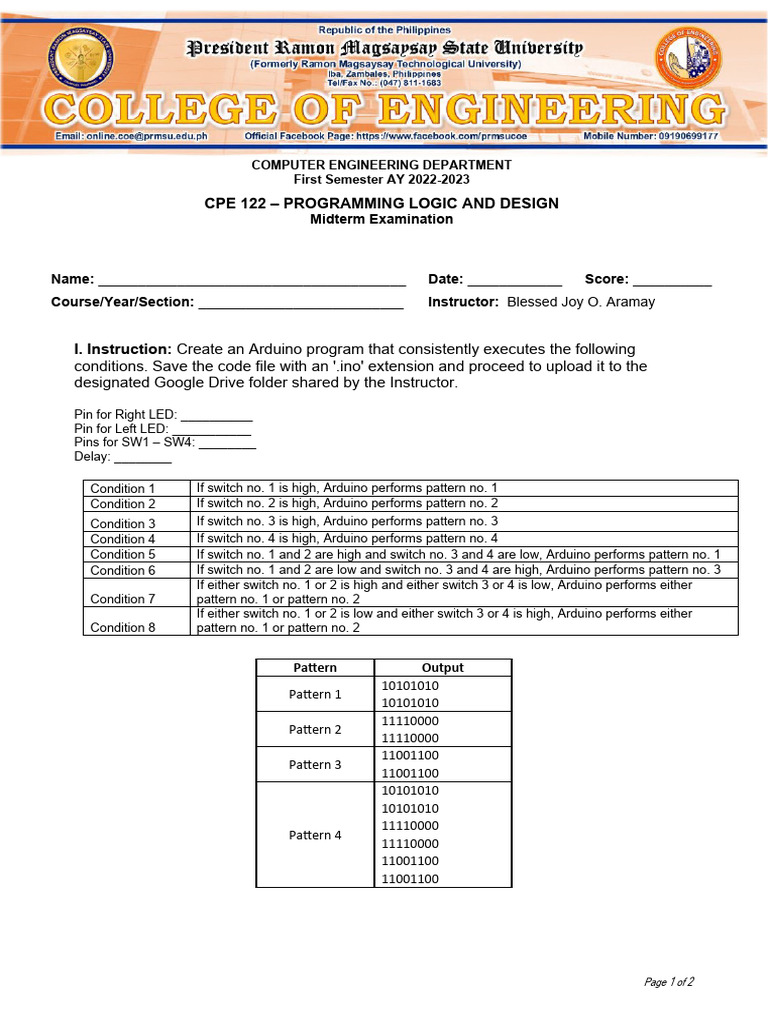 BSCpE-CPE 122 - Midterm Exam | PDF | Arduino | Classes Of Computers