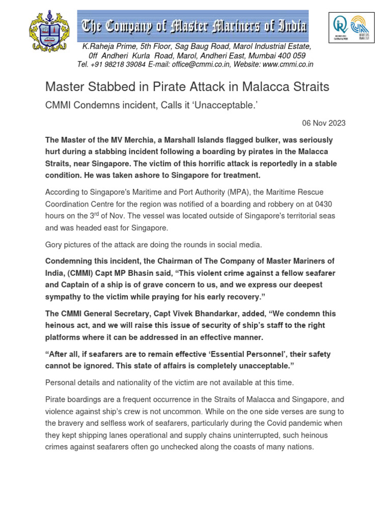 Pirate Attack in Malacca Straits | PDF | Piracy | Sailor