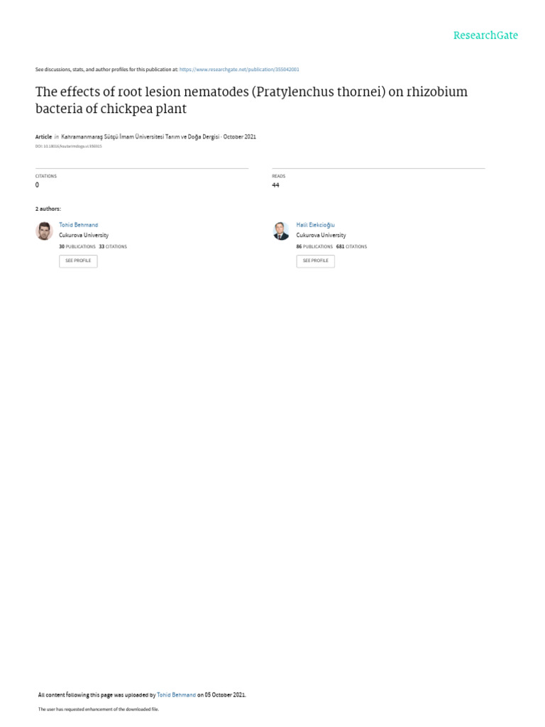 The Effects of Root Lesion Nematodes | PDF | Chickpea | Horticulture