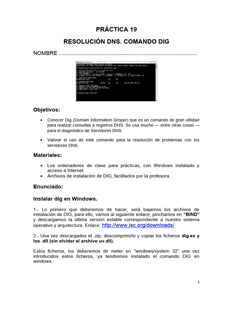 Guía de Uso del Comando DIG en DNS | PDF | sistema de nombres de ...