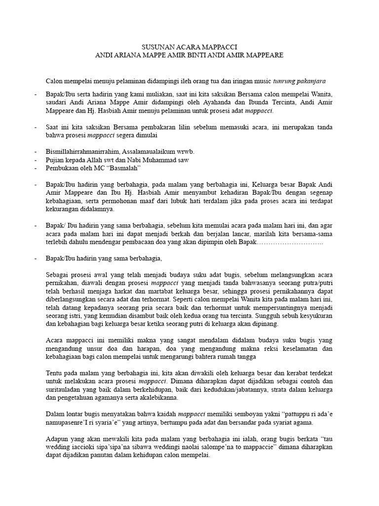 Susunan Acara Mappacci | PDF