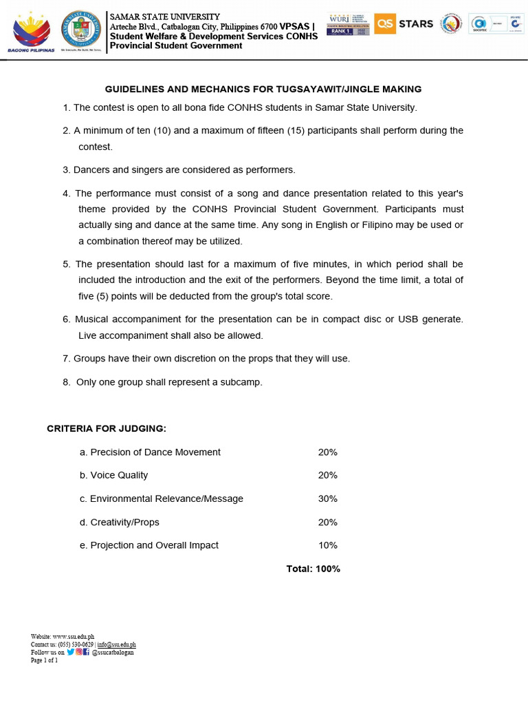 Guidelines For Tugsayawit Jingle Making 1 | PDF