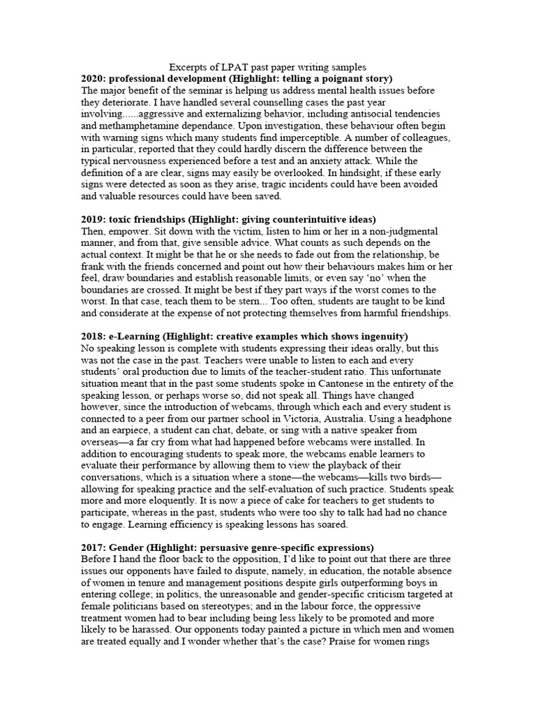 Writing Past Paper Sample Scripts | PDF | Anxiety | Psychology