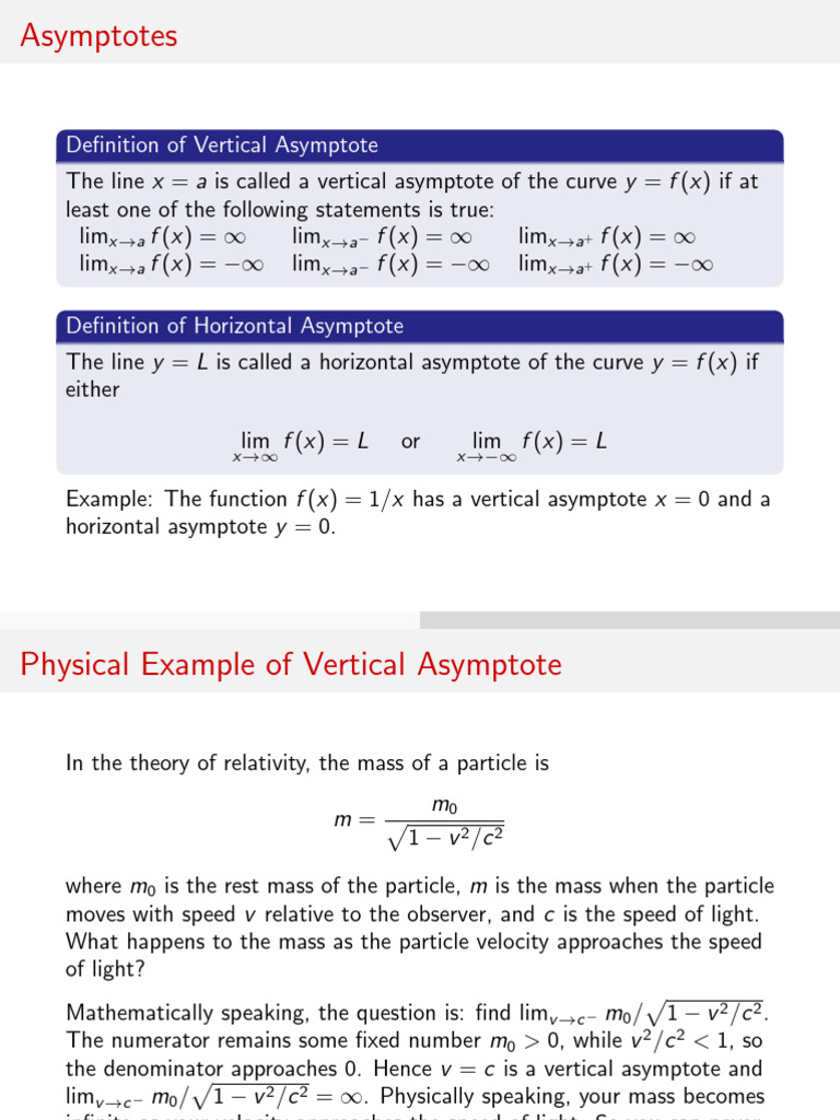 m3f15 Class Notes 22-10-2015 | PDF | Asymptote | Mass