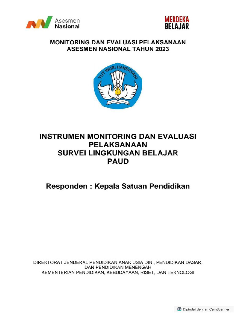 Instrumen Monev Sulingjar PAUD-KepSek | PDF