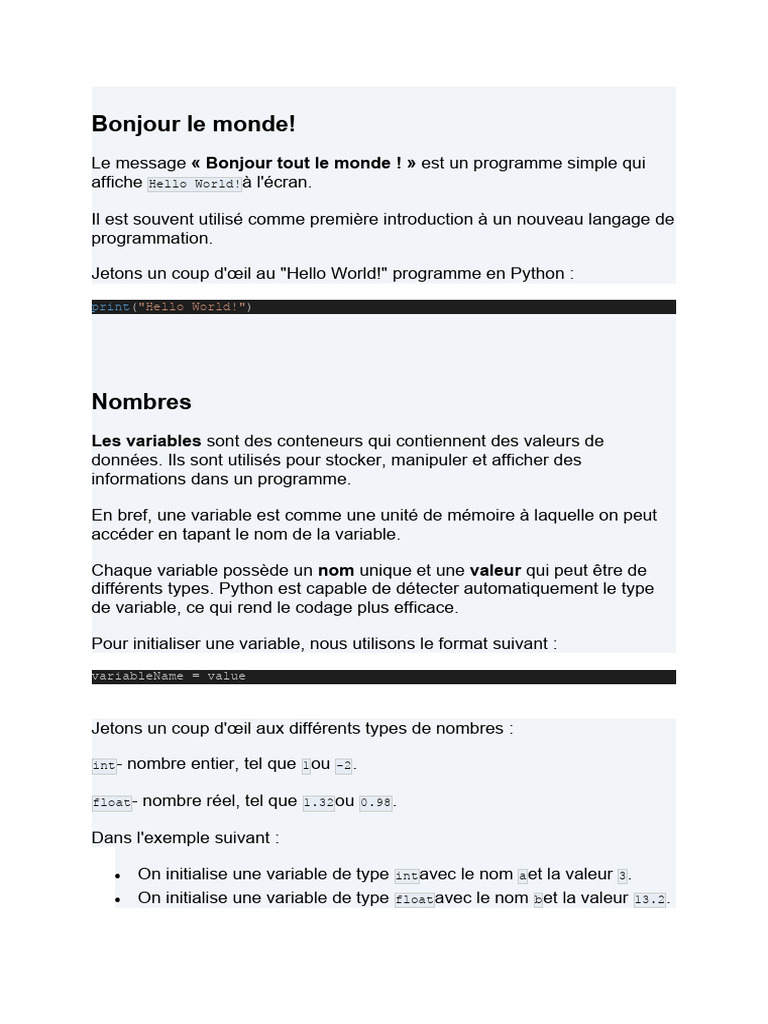 Cours Pyton Base | PDF | Booléen | Logique