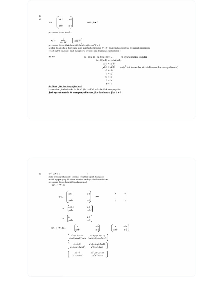 Syarat Matriks Invers dan Singular | PDF