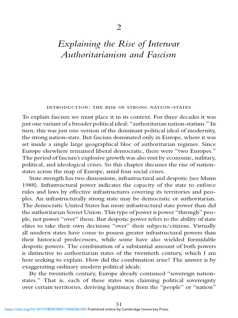 Explaining The Rise of Interwar Authoritarianism and Fascism | PDF ...