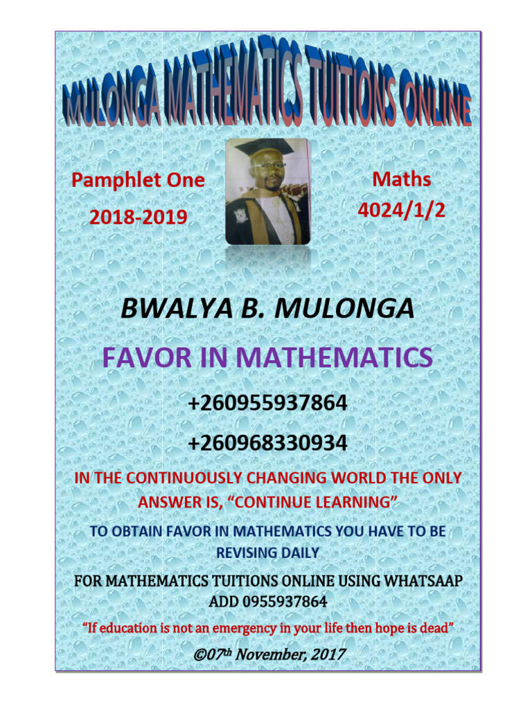 Maths_Pamphlet_2018-2019 | PDF | Area | Equations
