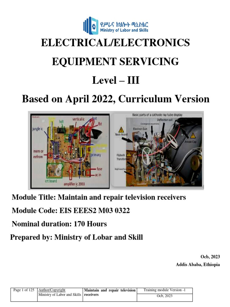 Final TTLM 2016 M03 L3 Maintain and Repair Television Receivers | PDF ...