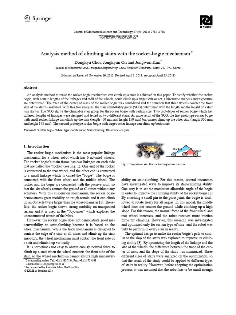 Analysis Method of Climbing Stairs With The Rocker-Bogie Mechanism ...