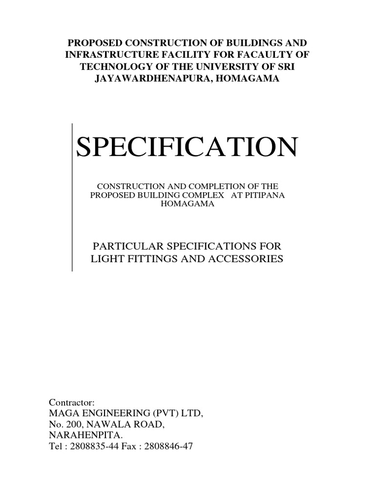 Light Fittings - Specification | PDF | Electrical Wiring ...