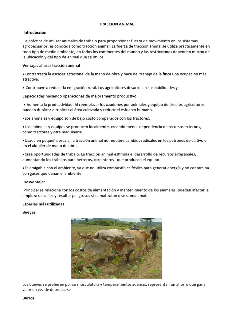 Traccion Animal | PDF | Agricultura | Arado