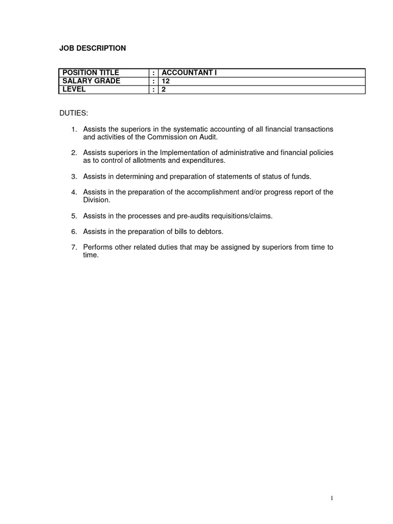 COA Job Description Manual | PDF | Plumbing | Fuel Economy In Automobiles