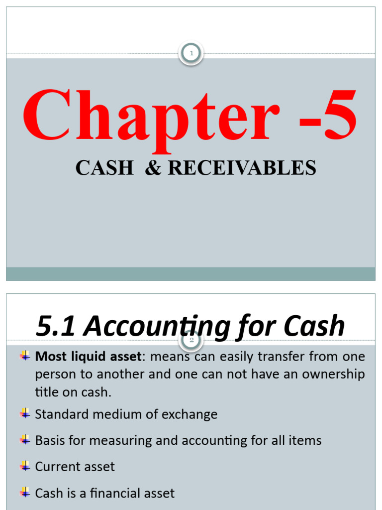 Accounting Ch-5 Cash & Receivables | PDF | Bad Debt | Cheque