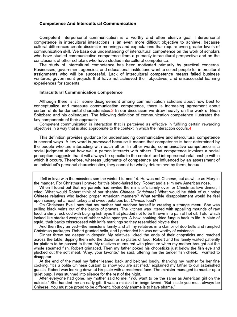 Competence and Intercultural Communication | PDF | Emotions | Intention