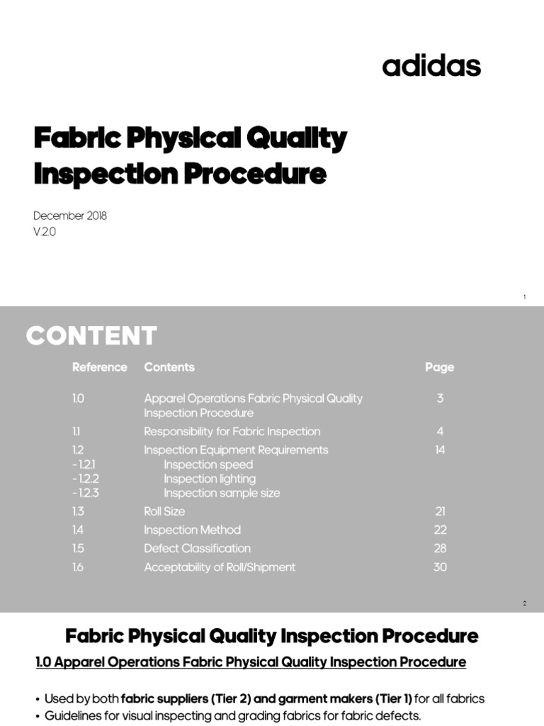 Fabric Physical Quality Inspection Procedure SOP-V2 | PDF