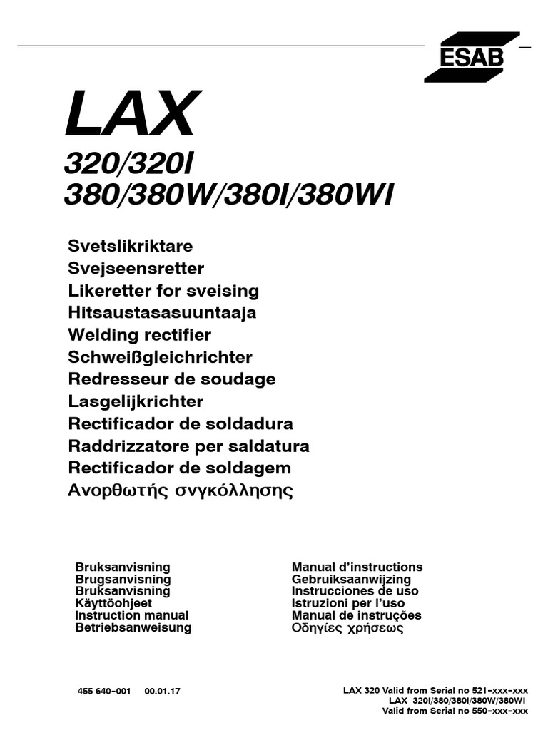 Esab Lax 320 380 | PDF