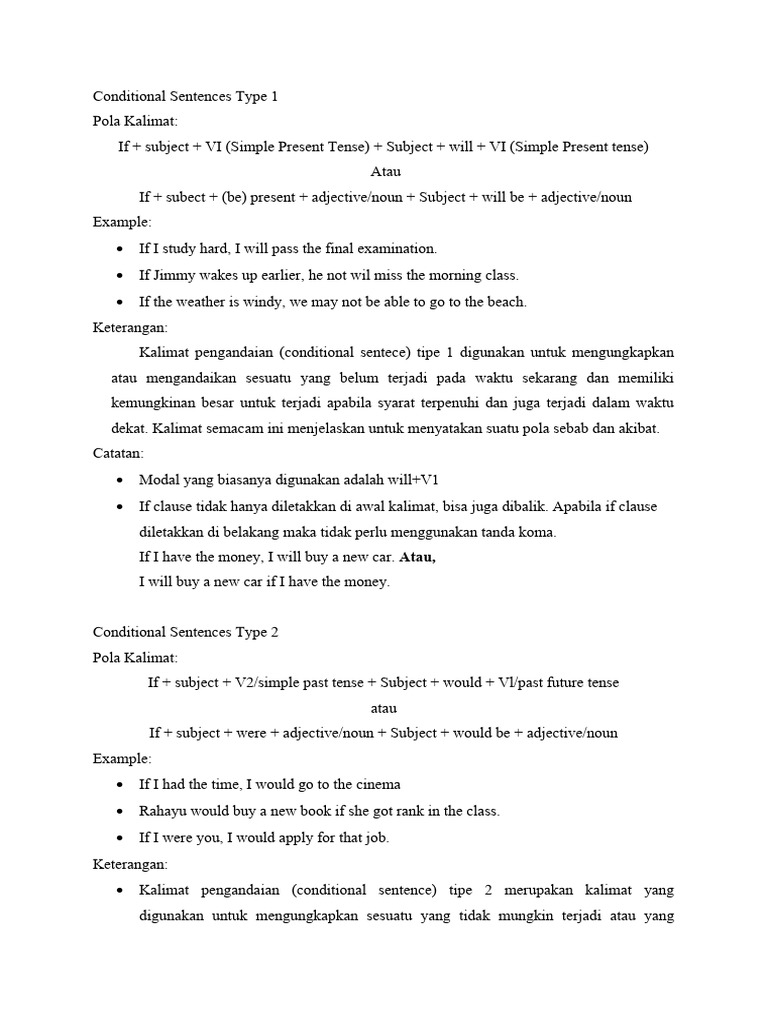 Conditional Sentences Type 1 | PDF