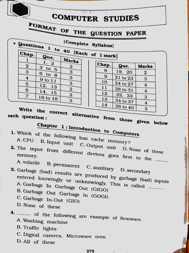 Std 9th Computer Model Question Paper Pdf Random Access Memory Computer Data Storage
