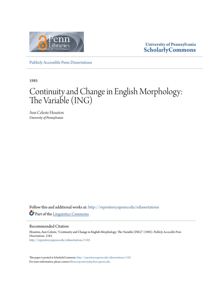 Continuity and Change in English Morphology | PDF | English Language | Noun